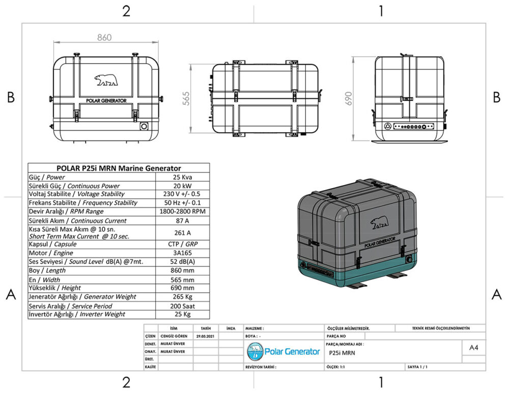 Polar P25i MRN Inverter Series Generators - Titan Marine Air