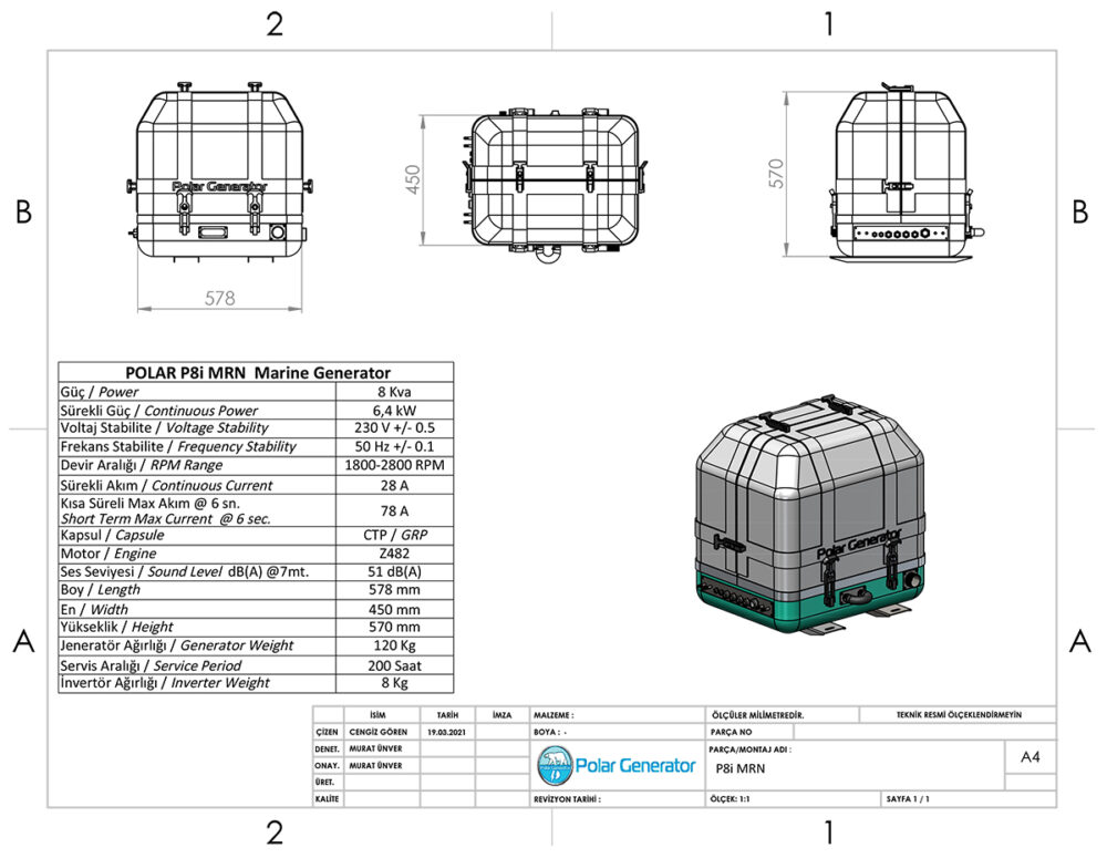 Polar P8i MRN Inverter Series Generators - Titan Marine Air